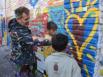 Mural por la inclusión. Alumnos de escuelas de Tigre